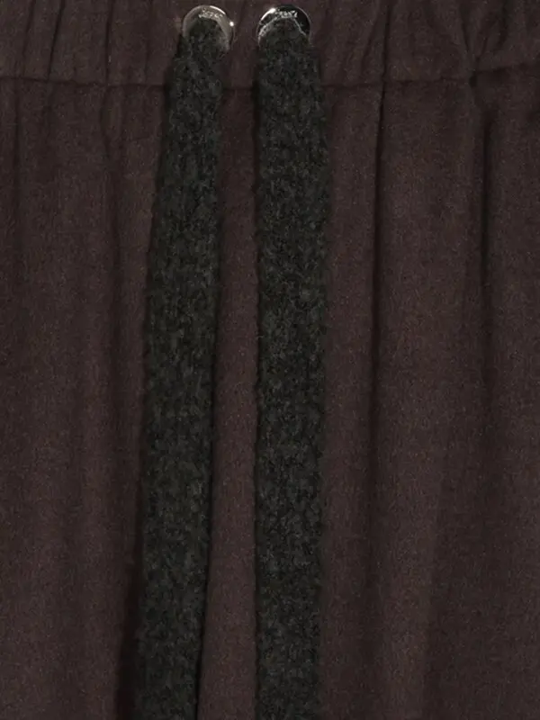 Herno Flared Wool Blend Knit Midi Skirt With High Waist And Drawstring - Black