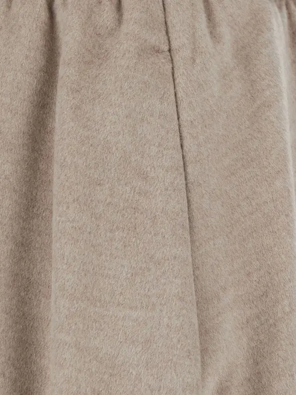 Herno Flared Wool Blend Knit Midi Skirt With High Waist And Drawstring