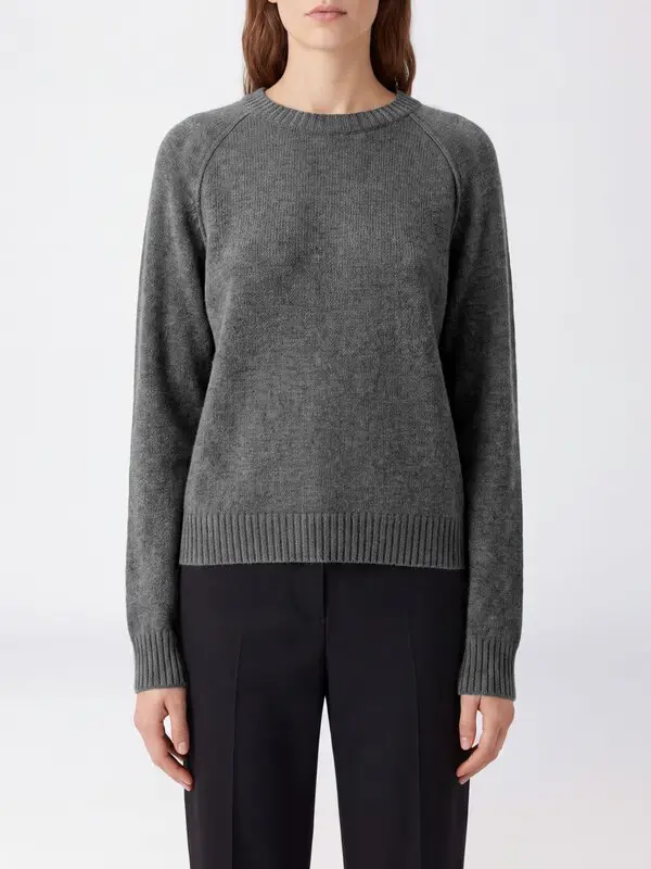 KUJTEN 100% Cashmere Crewneck Jumper With Long Sleeves And Ribbed Trims - Green