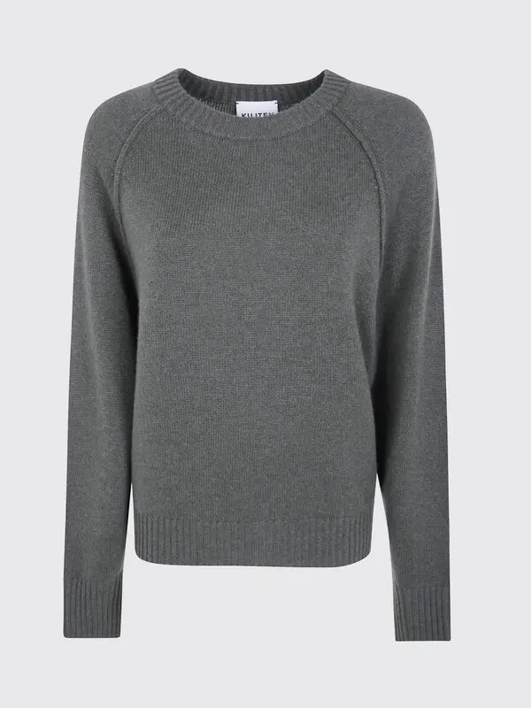 KUJTEN 100% Cashmere Crewneck Jumper With Long Sleeves And Ribbed Trims - Green