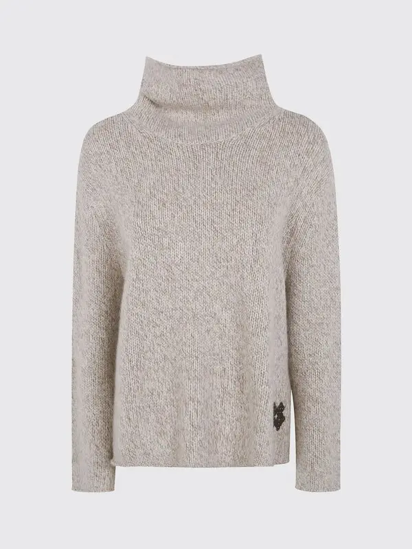 KUJTEN 100% Cashmere Turtleneck Jumper With Contrast Logo And Ribbed Trims