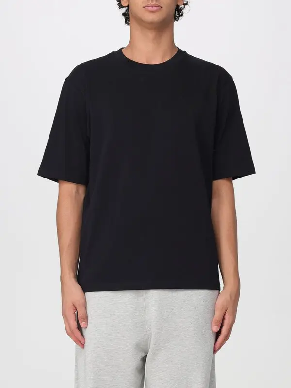 AMI Paris Short-sleeved Cotton T-shirt With Front Logo Print - Black