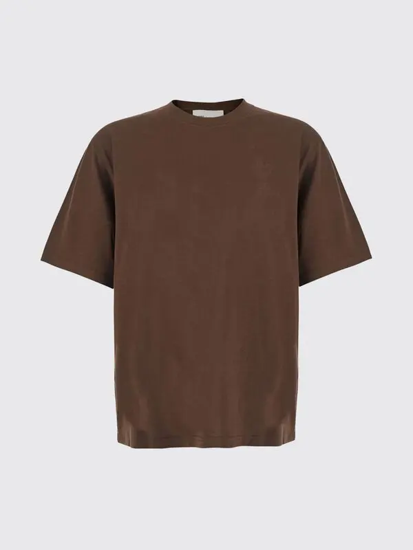AMI Paris Short-sleeved Cotton T-shirt With Front Logo Print - Brown