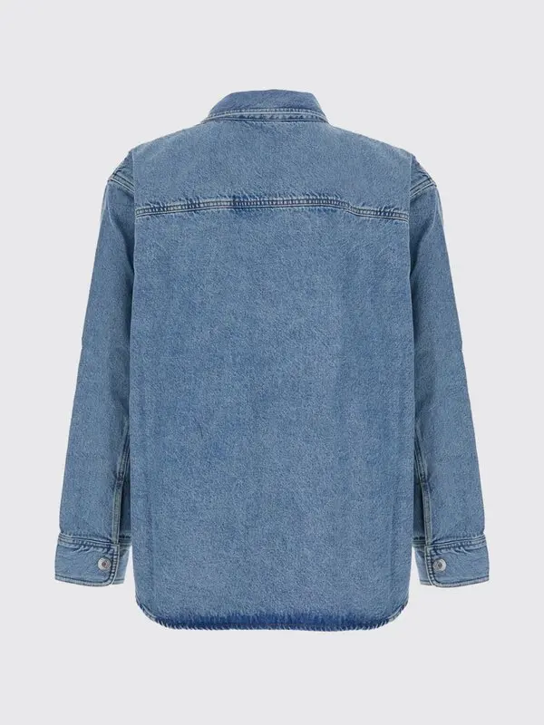 AMI Paris Cotton Denim Shirt With French Collar And Concealed Buttoning