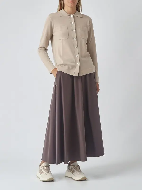 Max Mara Virgin Wool Polo Cardigan With Patch Pockets
