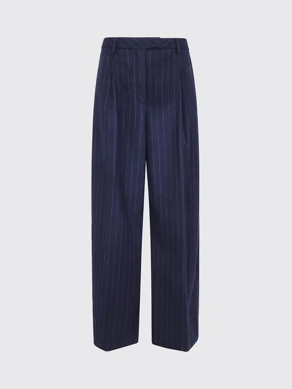 THELATEST Deva High-waisted Pinstriped Wide-leg Trousers In Wool Blend