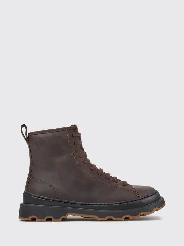 Camper Brutus+ Lace-up Nubuck Combat Boots With Lug Sole - Brown