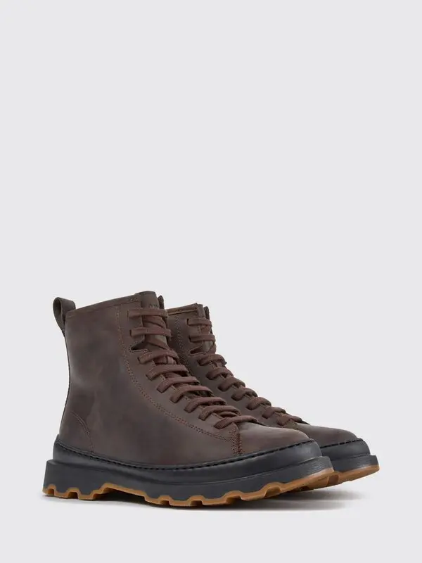 Camper Brutus+ Lace-up Nubuck Combat Boots With Lug Sole