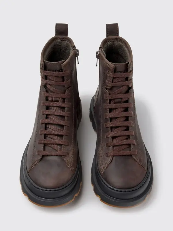 Camper Brutus+ Lace-up Nubuck Combat Boots With Lug Sole