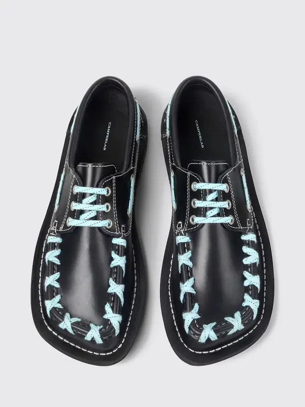 Camper Calfskin Eki Boat Shoes With Embroidery