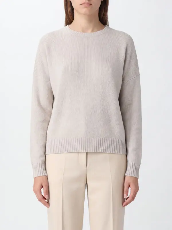 KUJTEN 100% Cashmere Crewneck Jumper With Long Sleeves And Ribbed Trims - Nude