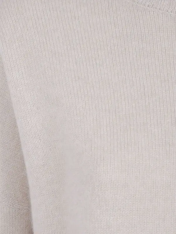 KUJTEN 100% Cashmere Crewneck Jumper With Long Sleeves And Ribbed Trims - Nude