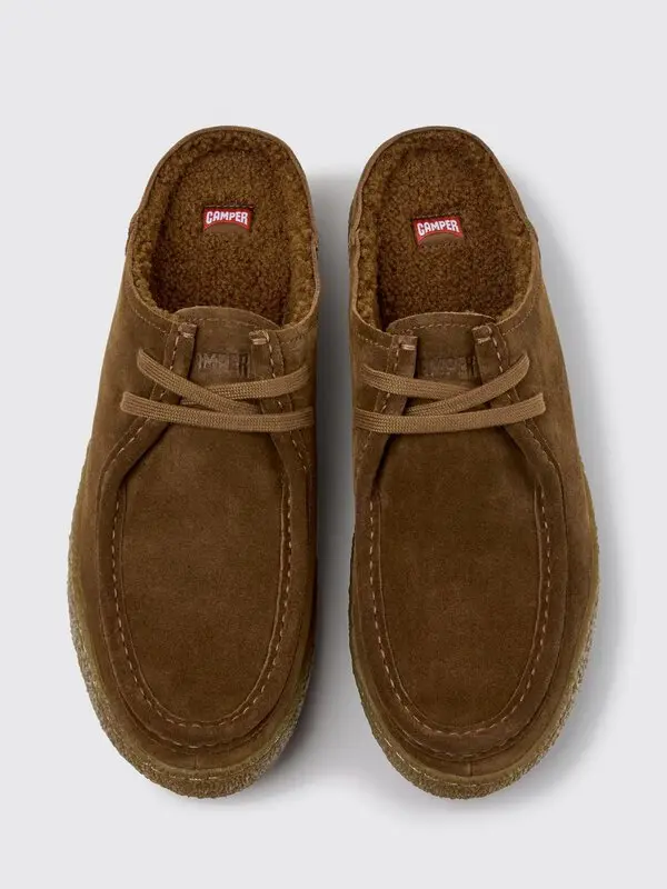 Camper Suede Mules With Raised Apron Seam