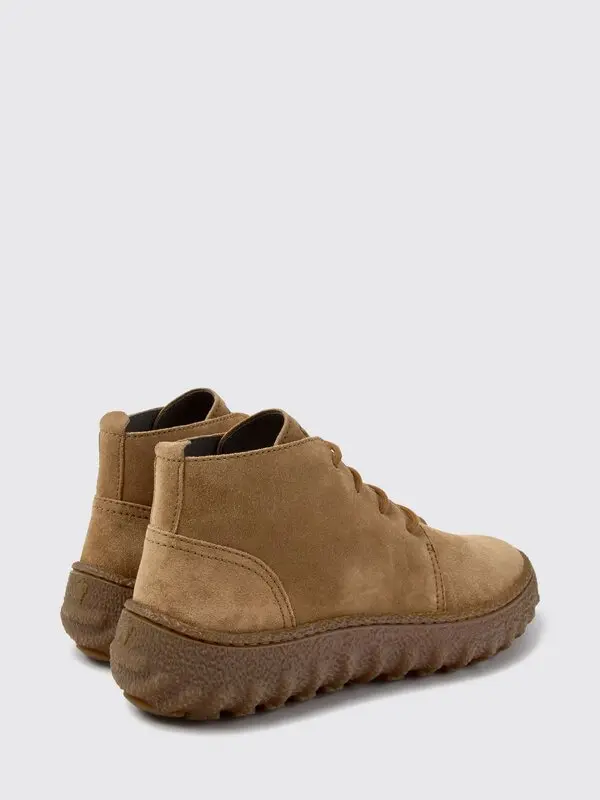 Camper Ground Lace-up Suede Ankle Boots With Notched Sole