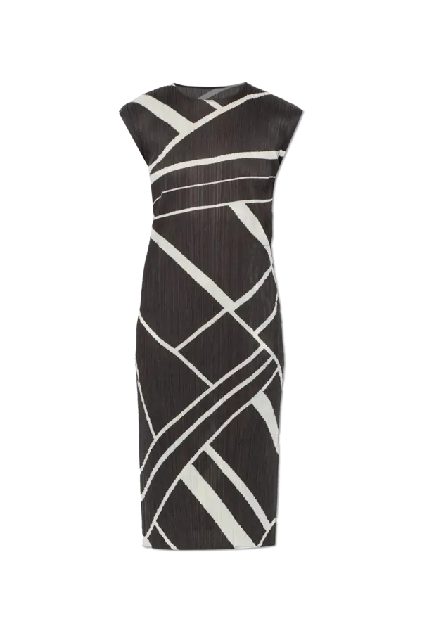 Issey Miyake Geometric Print Midi Dress - Brown