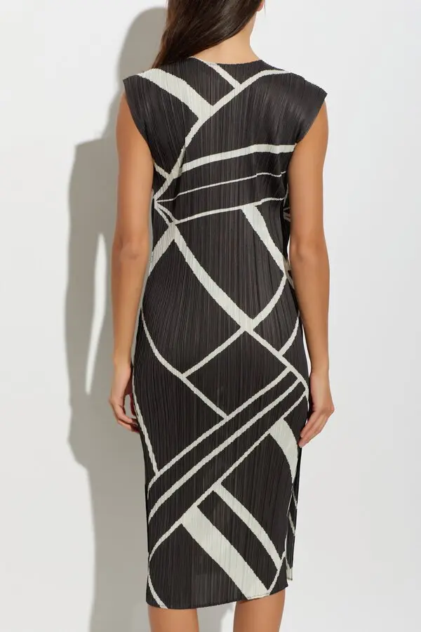 Issey Miyake Geometric Print Midi Dress