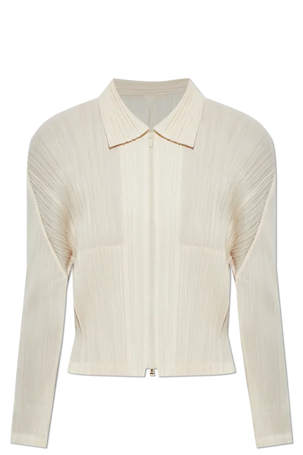 Issey Miyake Pleated Cardigan - Cream
