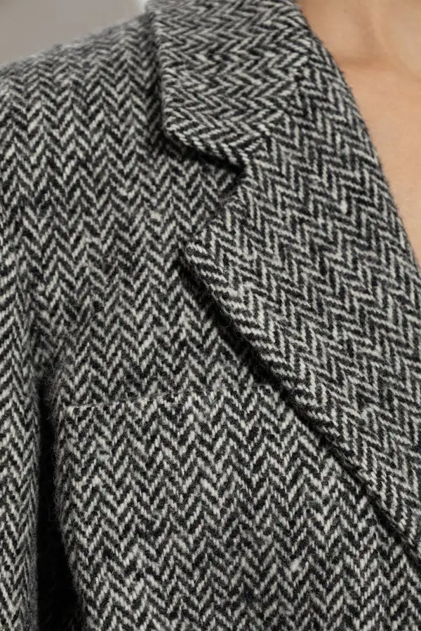 Valentino Garavani Wool Coat With A Herringbone Pattern