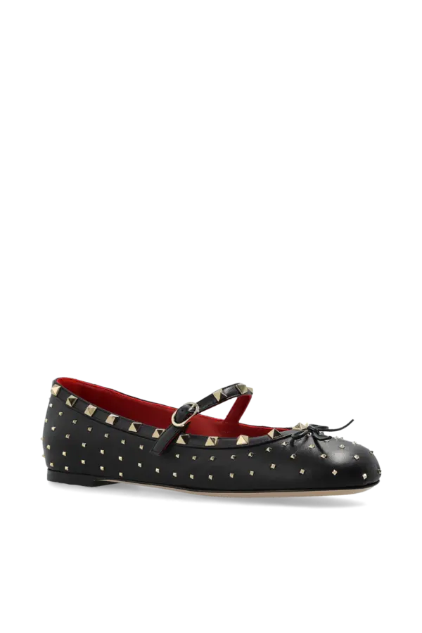 Valentino Garavani Leather Studded Ballerina Flats