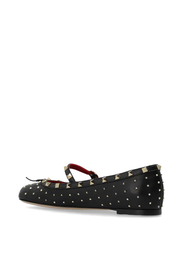 Valentino Garavani Leather Studded Ballerina Flats