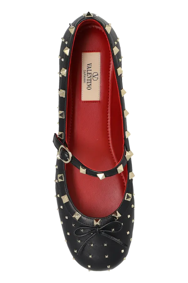 Valentino Garavani Leather Studded Ballerina Flats