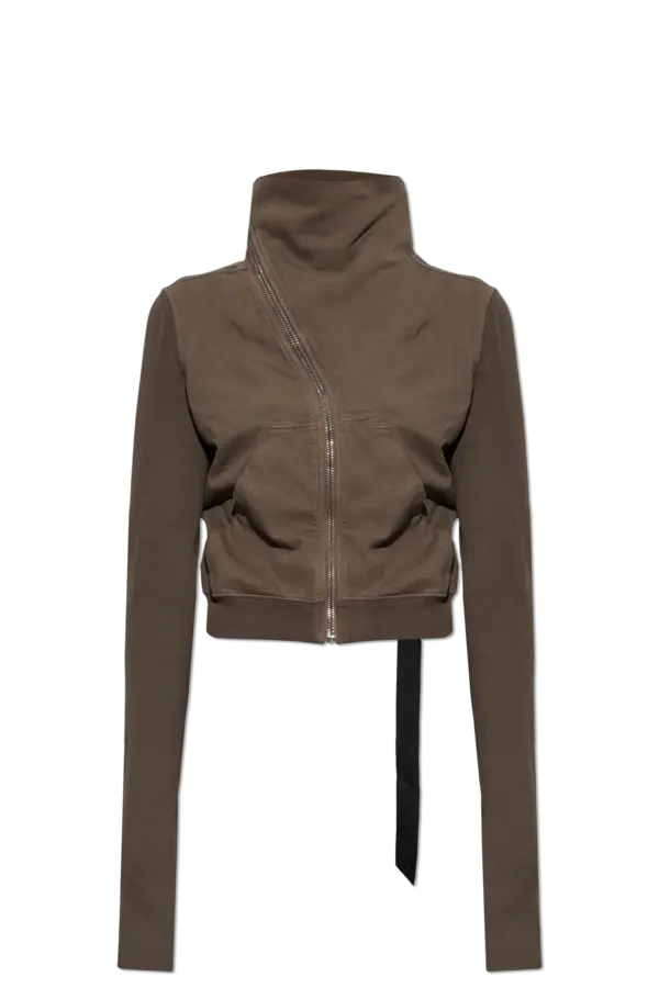 Rick Owens Sweatshirt With Asymmetric Zipper - Grey