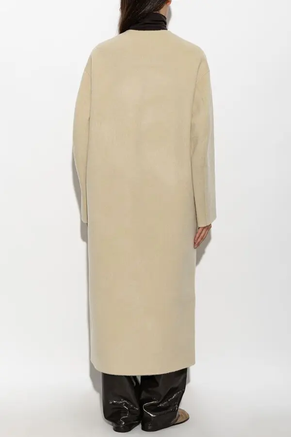 RÓHE Wool And Alpaca Coat With Fringe Scarf - Beige