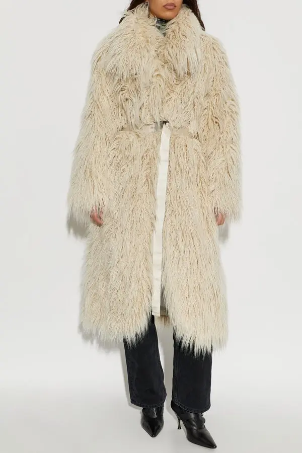 Off-White Faux Fur With Belt