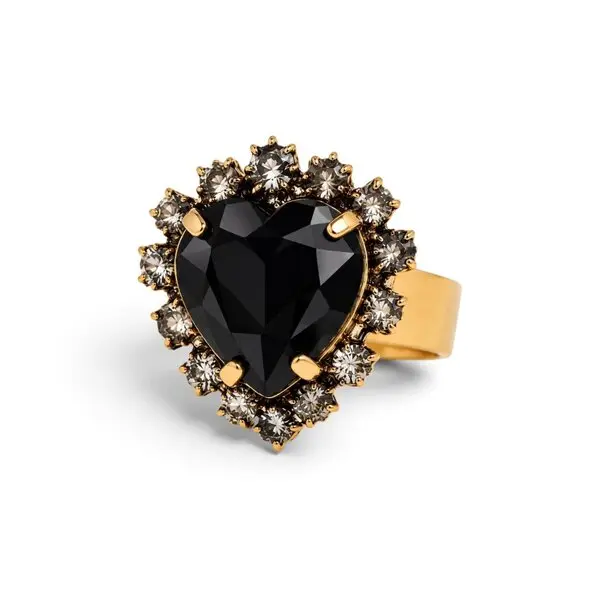 VSTYLE Amore Heart Swarovski Crystal Ring - Black