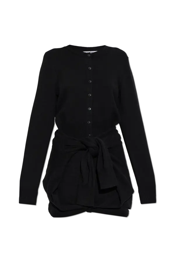 Alexander Wang Long Sleeve Mini Dress With Tie Detail - Black