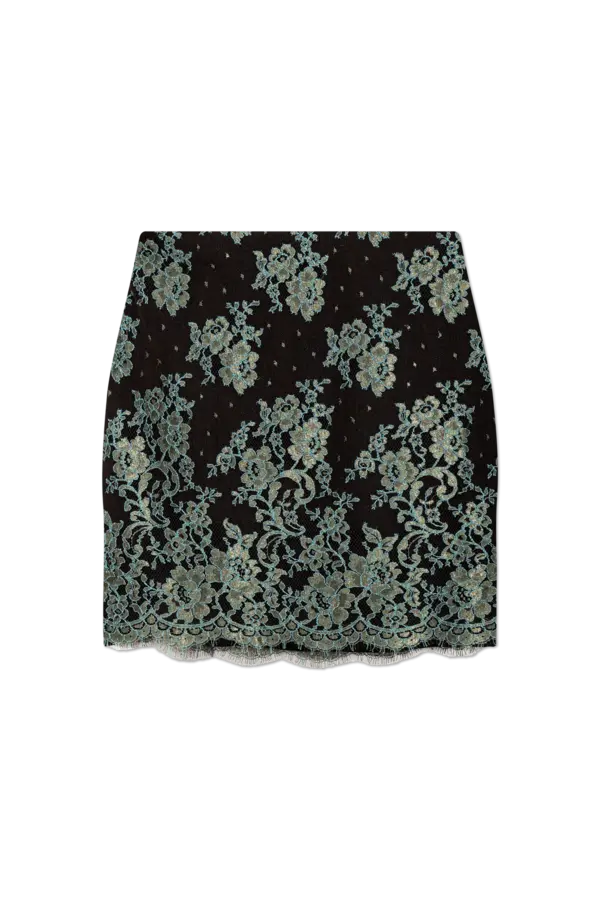 Valentino Garavani Lace And Lurex Mini Skirt - Brown