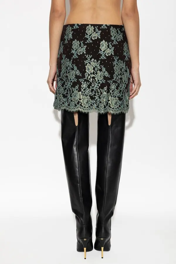 Valentino Garavani Lace And Lurex Mini Skirt