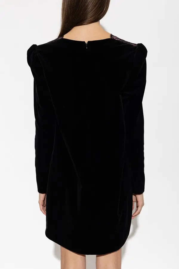 Valentino Garavani Velvet Mini Dress With Lace Trim