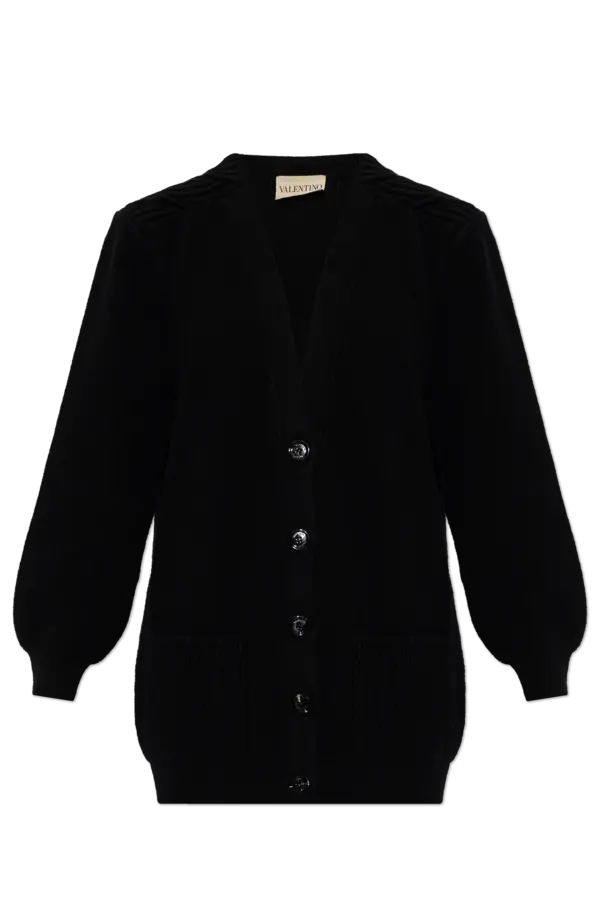 Valentino Garavani Wool Cardigan With Pockets - Black