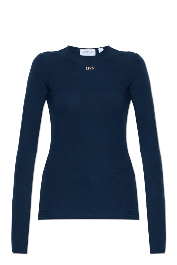 Off-White Long Sleeve Top - Navy Blue