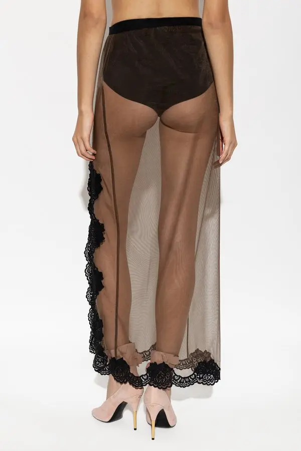 Valentino Garavani Transparent Lace Trimmed Skirt