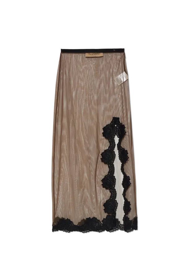 Valentino Garavani Transparent Lace Trimmed Skirt - Black