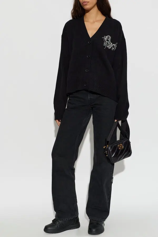Off-White Cardigan With Decorative Embroidery