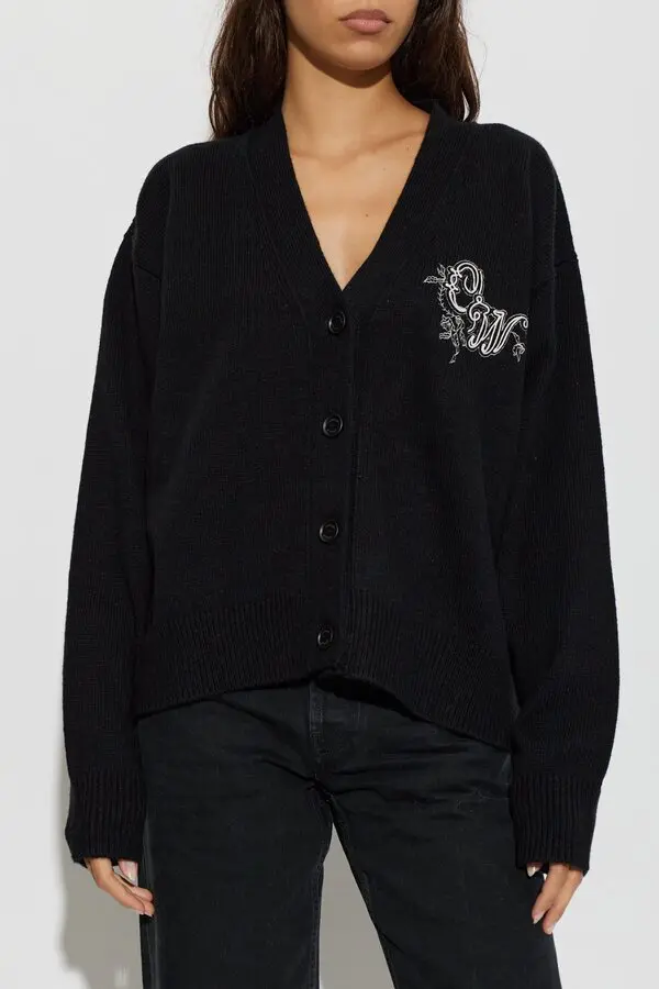 Off-White Cardigan With Decorative Embroidery