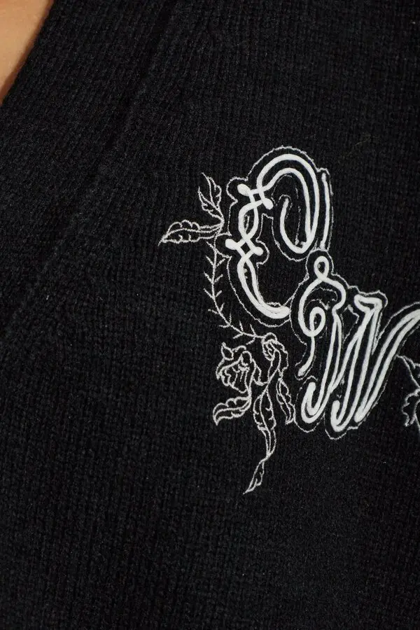 Off-White Cardigan With Decorative Embroidery