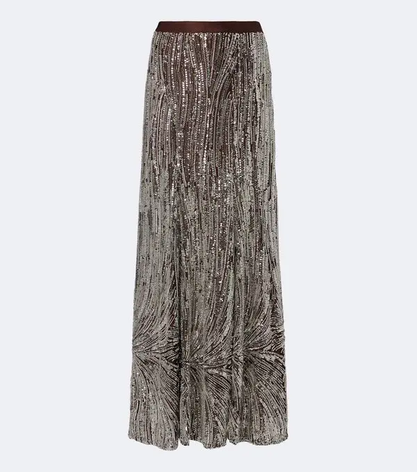 Rabanne Sequined Maxi Skirt - Silver