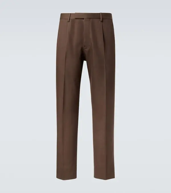Zegna Cotton And Wool Straight Leg Trousers - Brown