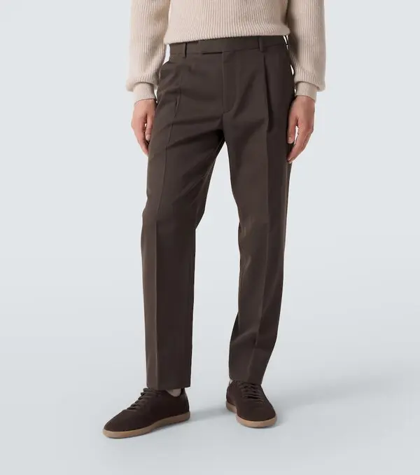 Zegna Cotton And Wool Straight Leg Trousers