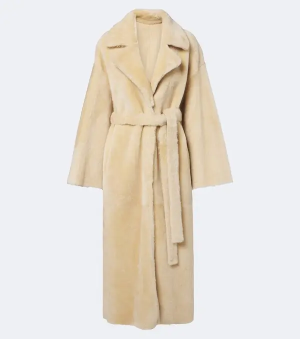ARMA Rien Reversible Shearling Wrap Coat - Beige