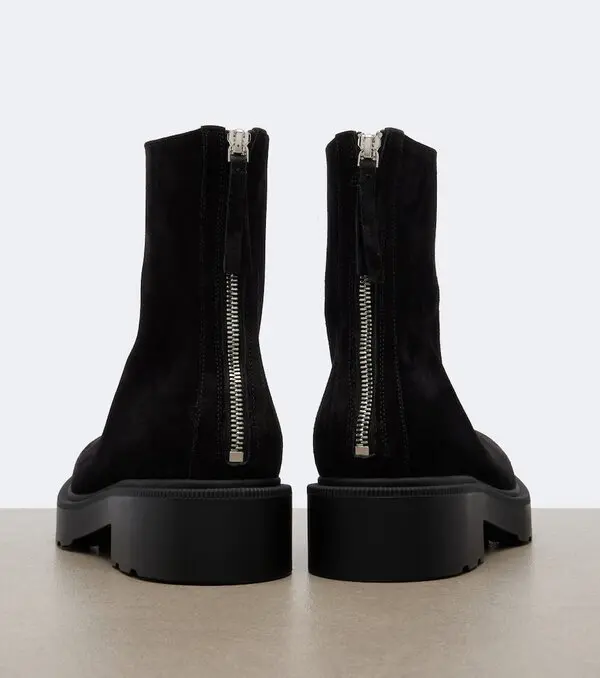 THE ROW Nobilis Suede Ankle Boots - Black