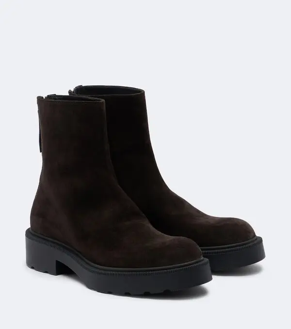 THE ROW Nobilis Suede Ankle Boots - Brown