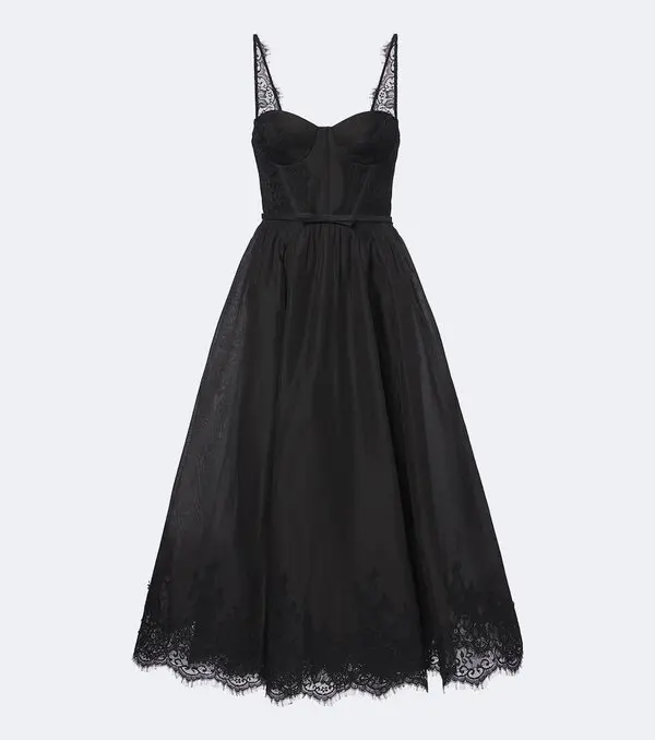 Zimmermann Valiant Lace-trimmed Linen And Silk Bustier Dress - Black