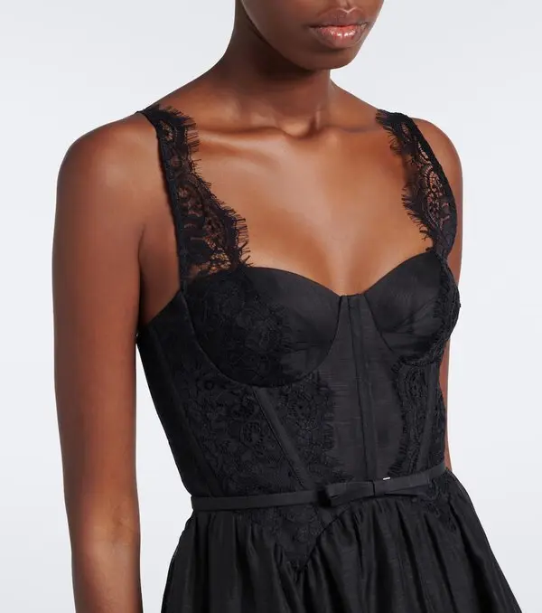 Zimmermann Valiant Lace-trimmed Linen And Silk Bustier Dress