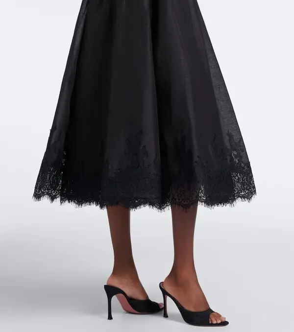 Zimmermann Valiant Lace-trimmed Linen And Silk Bustier Dress