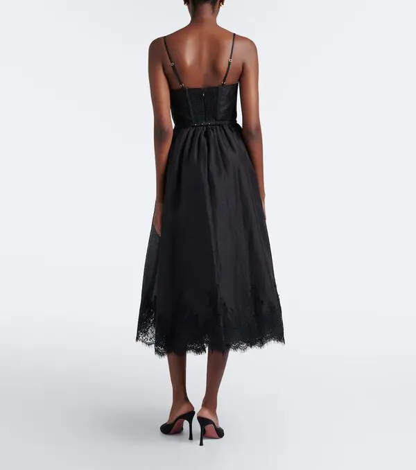 Zimmermann Valiant Lace-trimmed Linen And Silk Bustier Dress